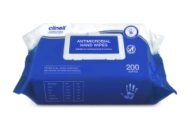Clinell Antimicrobial Hand Wipes - Pack of 200.