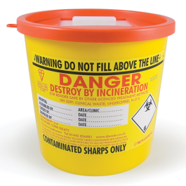 Sharps Bin for the safe collection and disposal of sharps. | Algeos